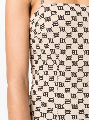 MISBHV Monogram-print Mini Dress - Neutrals