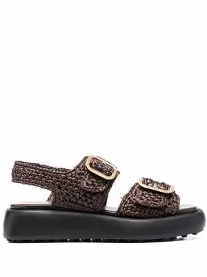TOD'S Chunky Woven Raffia Sandals - Brown