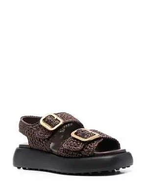 TOD'S Chunky Woven Raffia Sandals - Brown