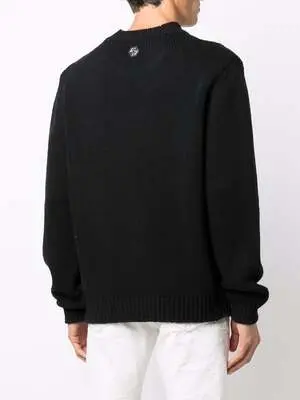 Philipp Plein Patterned Intarsia-knit Jumper - Black