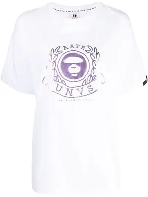 AAPE BY *A BATHING APE Logo Print Cotton T-shirt - White