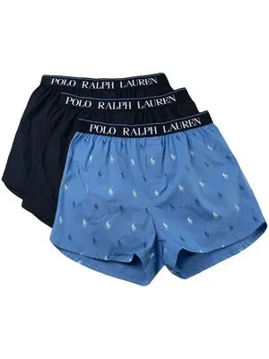Polo Ralph Lauren Logo-waistband Boxers Set Of 3 - Blue