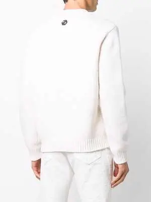 Philipp Plein Patterned Intarsia-knit Jumper - White