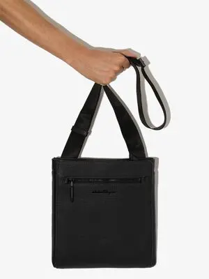 FERRAGAMO Rubberized Calf Leather Cross Body Messenger Bag
