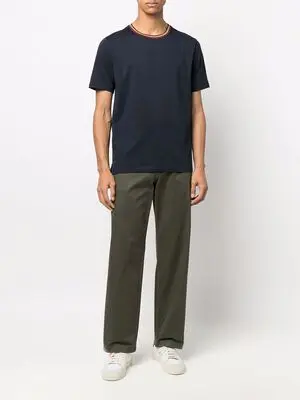 Paul Smith Stripe-trim Organic Cotton T-shirt - Blue