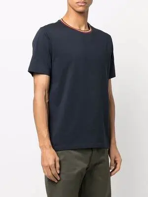 Paul Smith Stripe-trim Organic Cotton T-shirt - Blue