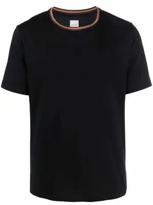 Paul Smith Stripe-trim Organic Cotton T-shirt - Black