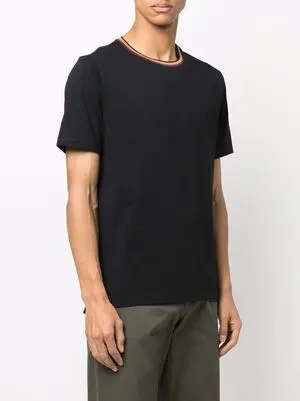 Paul Smith Stripe-trim Organic Cotton T-shirt - Black