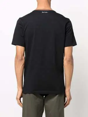 Paul Smith Stripe-trim Organic Cotton T-shirt - Black