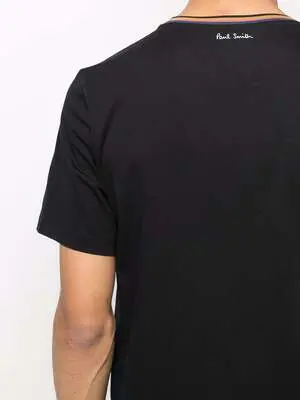 Paul Smith Stripe-trim Organic Cotton T-shirt - Black