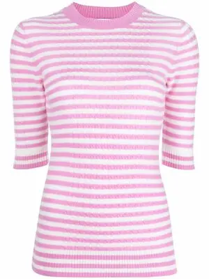 GANNI Striped Cashmere-wool Top