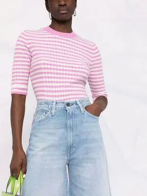GANNI Striped Cashmere-wool Top