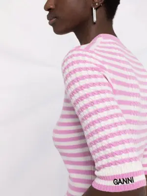 GANNI Striped Cashmere-wool Top