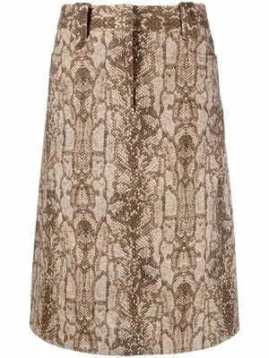 Alberta Ferretti Snake-print Stretch-cotton Skirt
