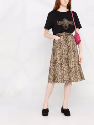 Alberta Ferretti Snake-print Stretch-cotton Skirt