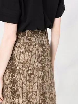Alberta Ferretti Snake-print Stretch-cotton Skirt