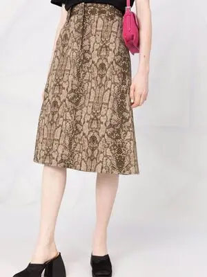 Alberta Ferretti Snake-print Stretch-cotton Skirt