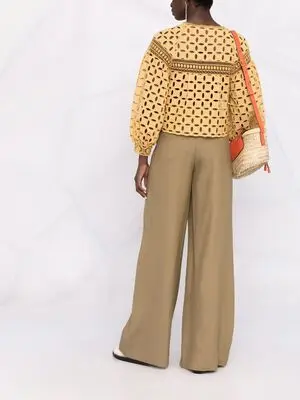 Alberta Ferretti High-waisted Wide-leg Trousers