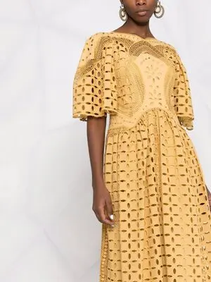 Alberta Ferretti Broderie Anglaise Floor-length Dress