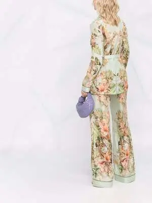 Alberta Ferretti Botanical-print Wide-leg Trousers