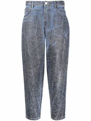 Alberta Ferretti Snake-print High-waisted Straight-leg Jeans - Blue