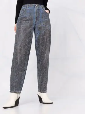 Alberta Ferretti Snake-print High-waisted Straight-leg Jeans