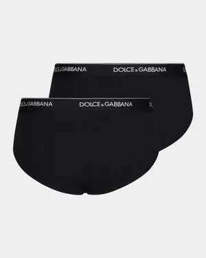Dolce & Gabbana Apos;s Two-pack Jersey Stretch Logo Briefs - Black