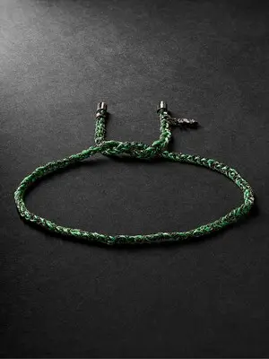 Carolina Bucci Lucky Blackened Gold And Silk Bracelet - Green