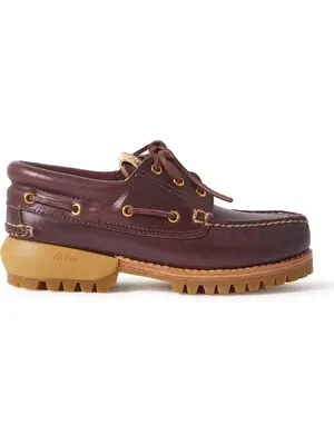 Visvim Wallace Deck-Folk Leather Boat Shoes - Burgundy | Editorialist