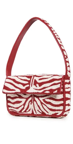 Staud Tommy Beaded Bag Scarlet/white