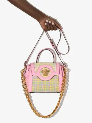 Versace La Medusa Houndstooth Tote Bag