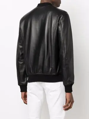 Philipp Plein Sheepskin Leather Bomber Jacket