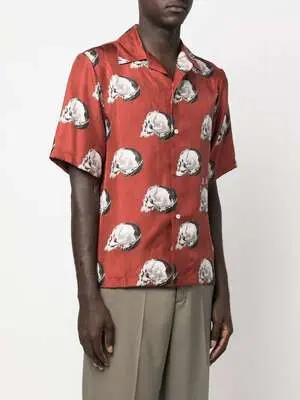 Amiri Skull-print Silk Shirt - Red