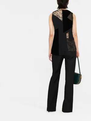 Stella McCartney Patchwork Lace-detail Velvet Top