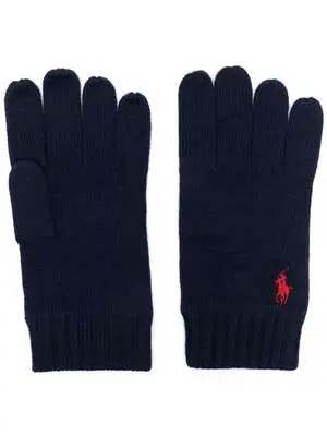 Polo Ralph Lauren Logo-embroidered Wool Gloves - Blue