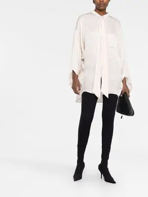 Balenciaga Logo Jacquard Twisted Swing Blouse