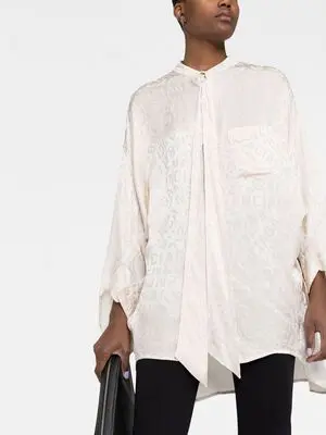 Balenciaga Logo Jacquard Twisted Swing Blouse