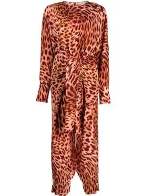 Stella McCartney Animal-print Tie-waist Jumpsuit - Brown