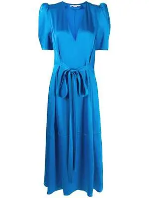 Stella McCartney V-neck Tied-waist Midi Dress - Blue