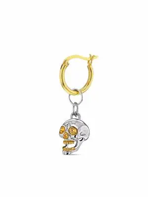 TRUE ROCKS Skull Pendant Hoop Earring - Gold