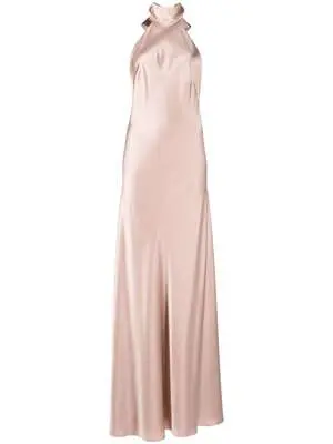 Michelle Mason Backless Halter-neck Gown - Pink