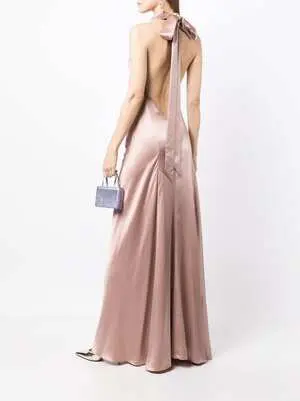 Michelle Mason Backless Halter-neck Gown - Pink
