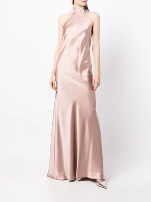 Michelle Mason Backless Halter-neck Gown - Pink