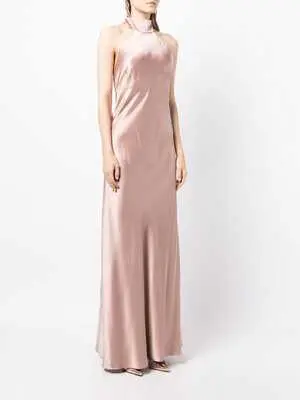 Michelle Mason Backless Halter-neck Gown - Pink