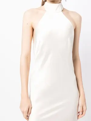 Michelle Mason Backless Halter-neck Gown - White