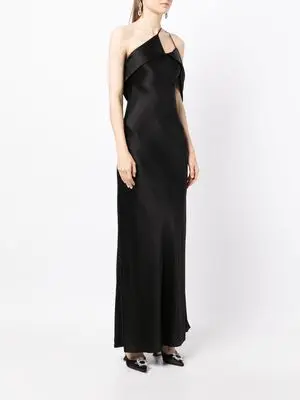 Michelle Mason Bias-cut One-shoulder Gown - Black