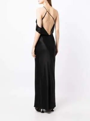 Michelle Mason Bias-cut One-shoulder Gown - Black