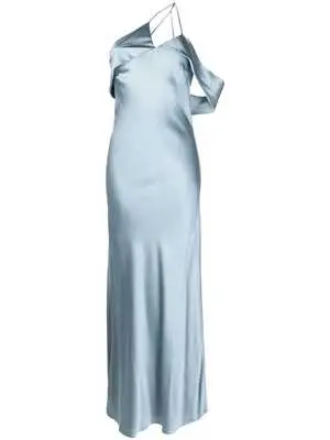 Michelle Mason Bias-cut One-shoulder Gown - Grey