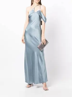 Michelle Mason Bias-cut One-shoulder Gown - Grey