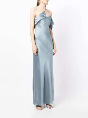 Michelle Mason Bias-cut One-shoulder Gown - Grey